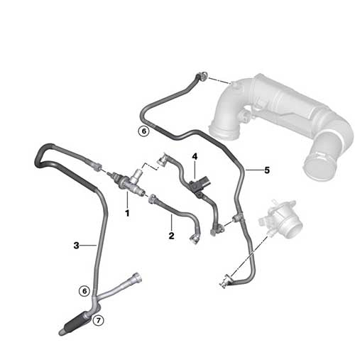 11538687749 NEW BMW MINI COOPER F56 TURBOCHARGER COOLANT RETURN LINE 1 ...